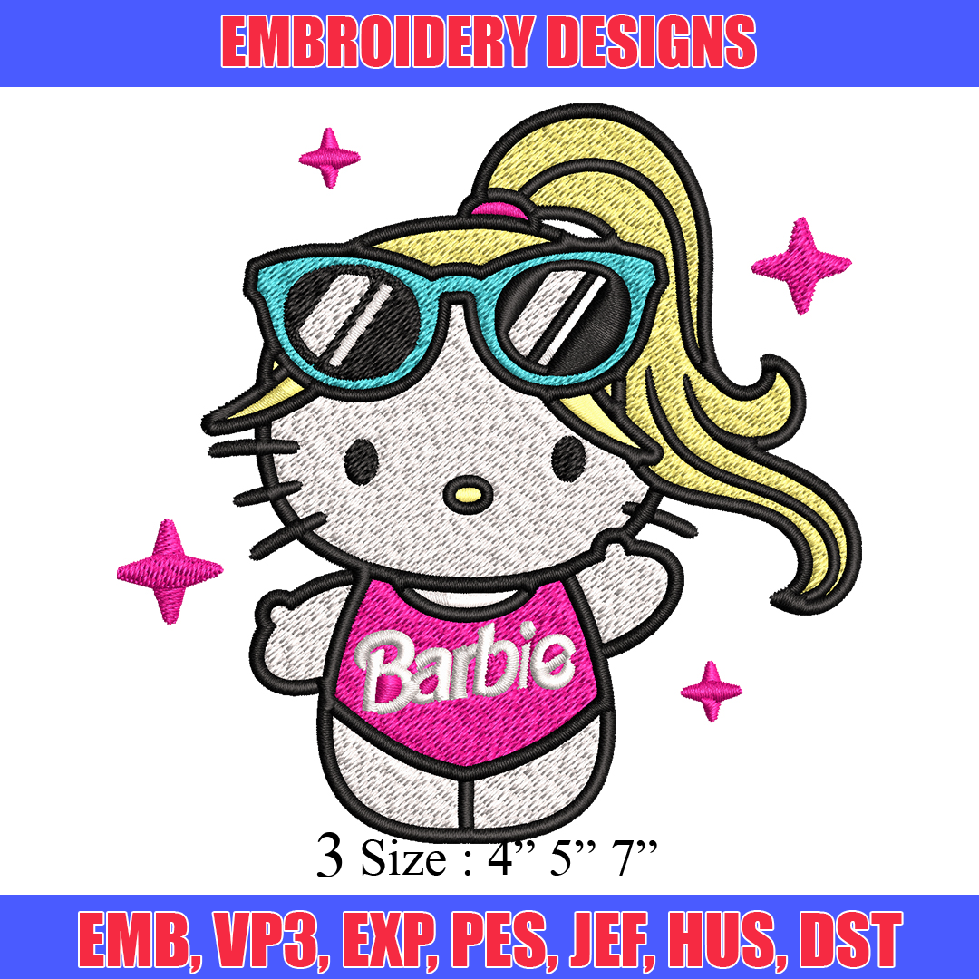 Barbie Hellokitty Embroidery design, Barbie girl Embroidery, | Inspire ...