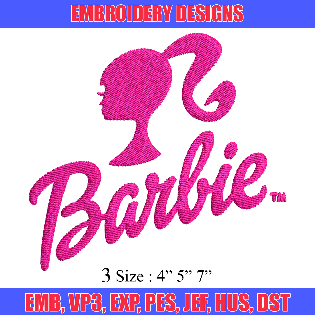 Barbie logo and her Embroidery, Barbie logo and her Embroide | Inspire ...