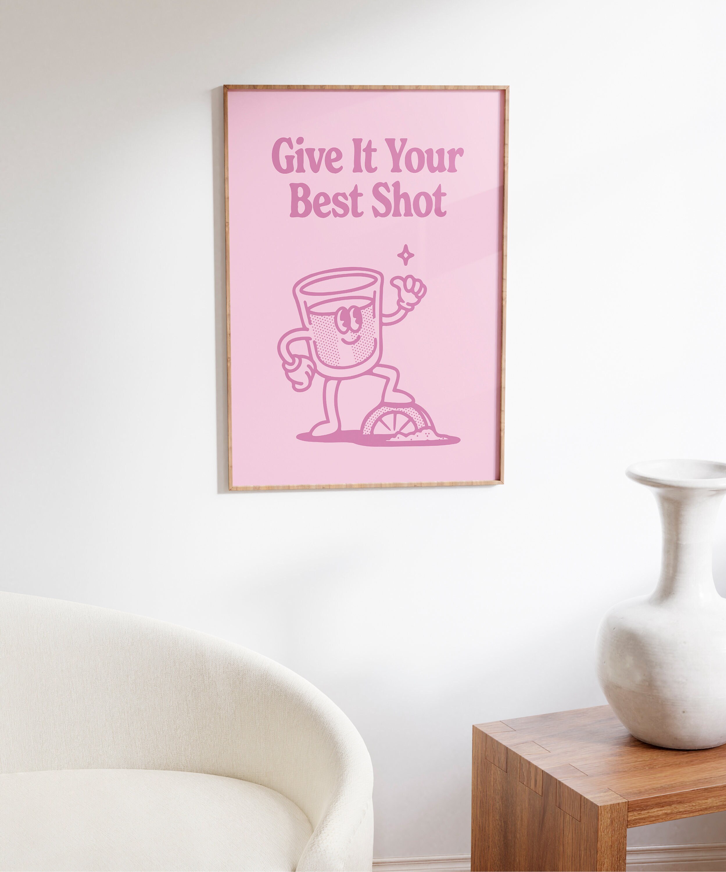 Tequila Retro Print, Bar Cart Wall Art, Cute Liquor Poster, - Inspire ...
