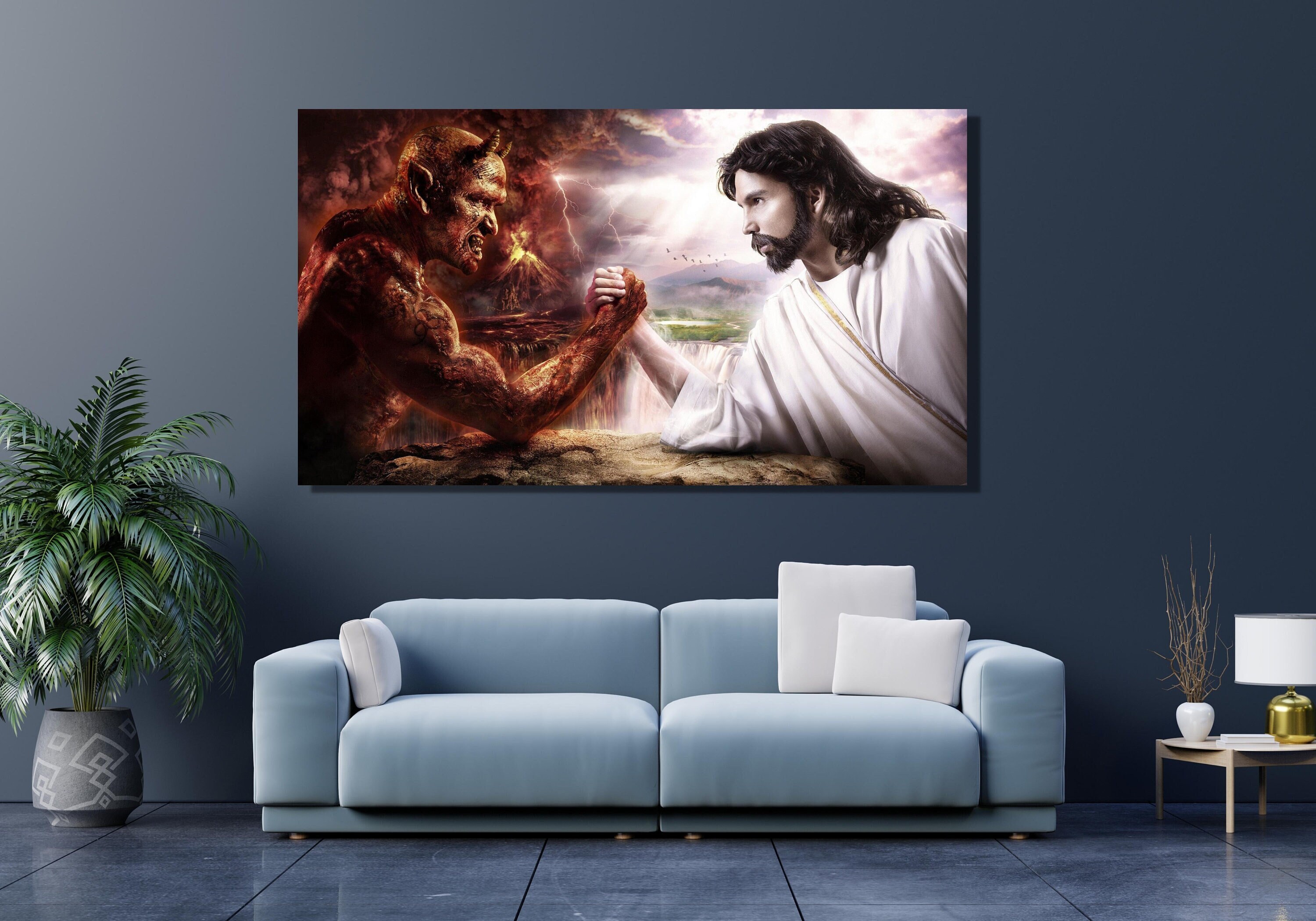 Jesus Christ Devil Satan God Canvas Wall Art, Jesus Devil Go | Inspire ...