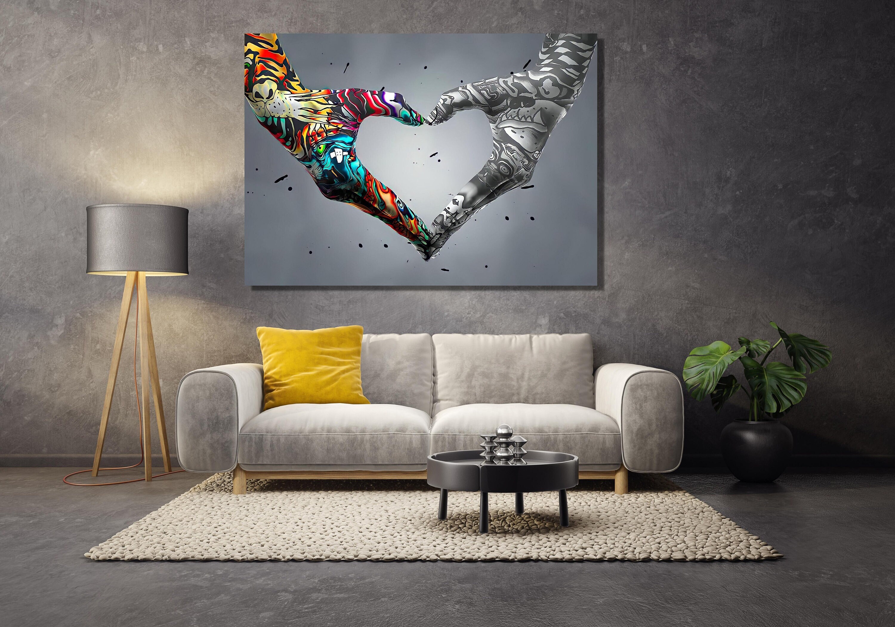 Heart Sign Hands Graffiti Banksy Canvas Wall Art Print, Graf | Inspire ...