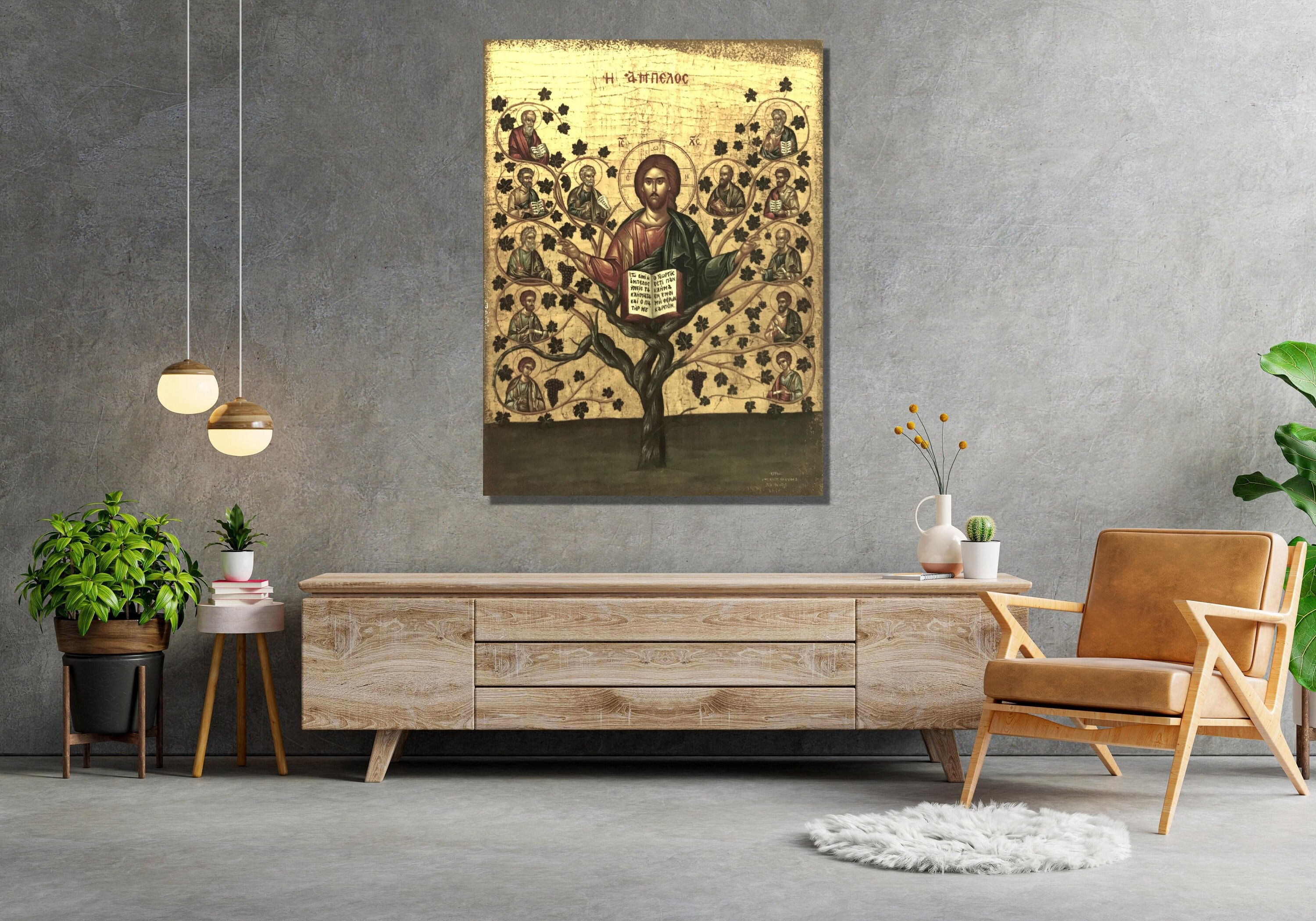 Jesus Christ Greek Orthodox Icon Canvas Wall Art Poster Home | Inspire ...