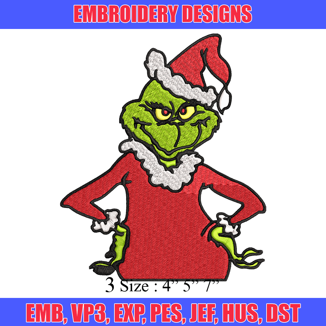 Christmas Grinch Embroidery design, Grinch christmas Embroid - Inspire ...