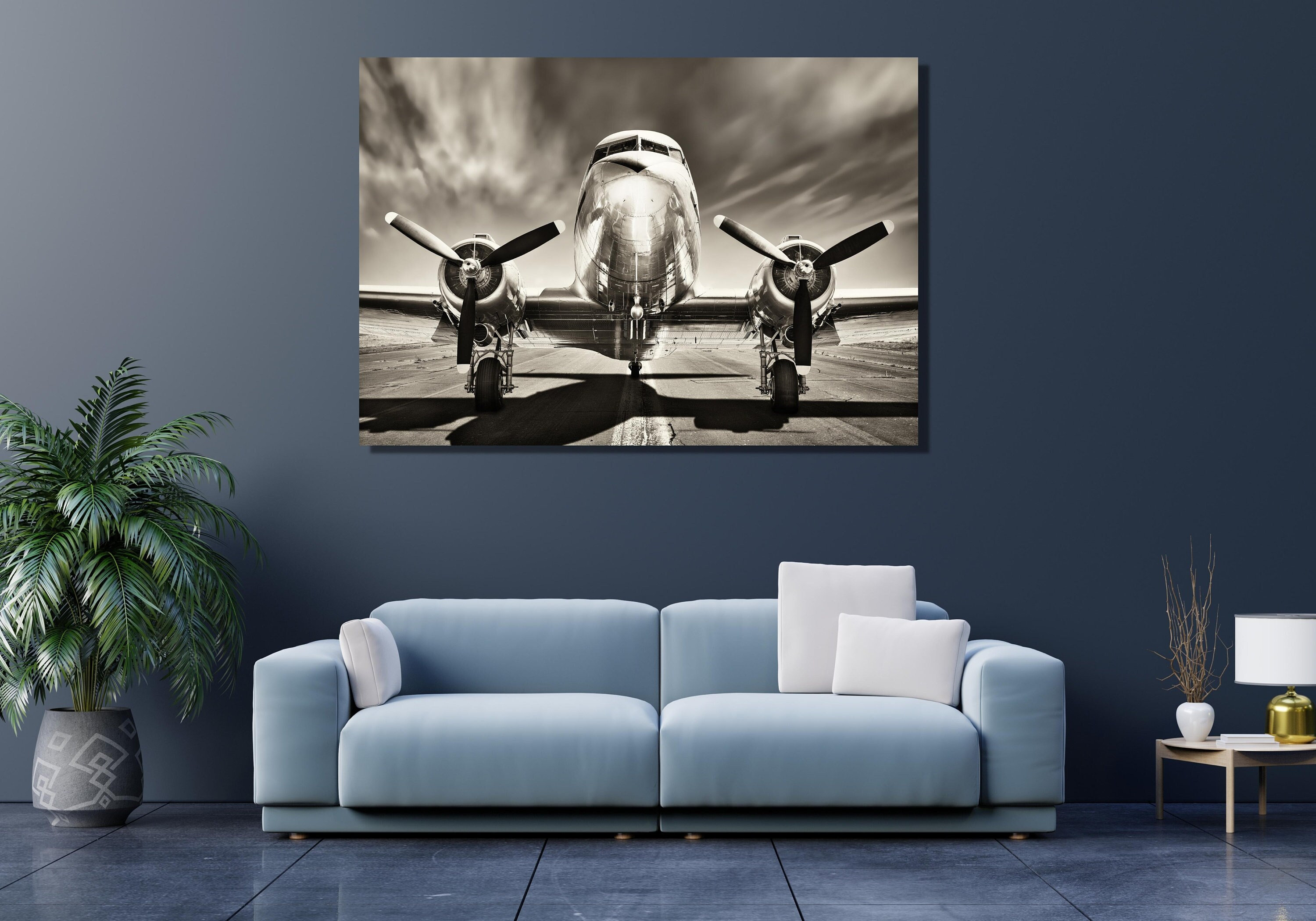 Airplane canvas wall art Cockpit Boeing Vintage plane wall a | Inspire ...