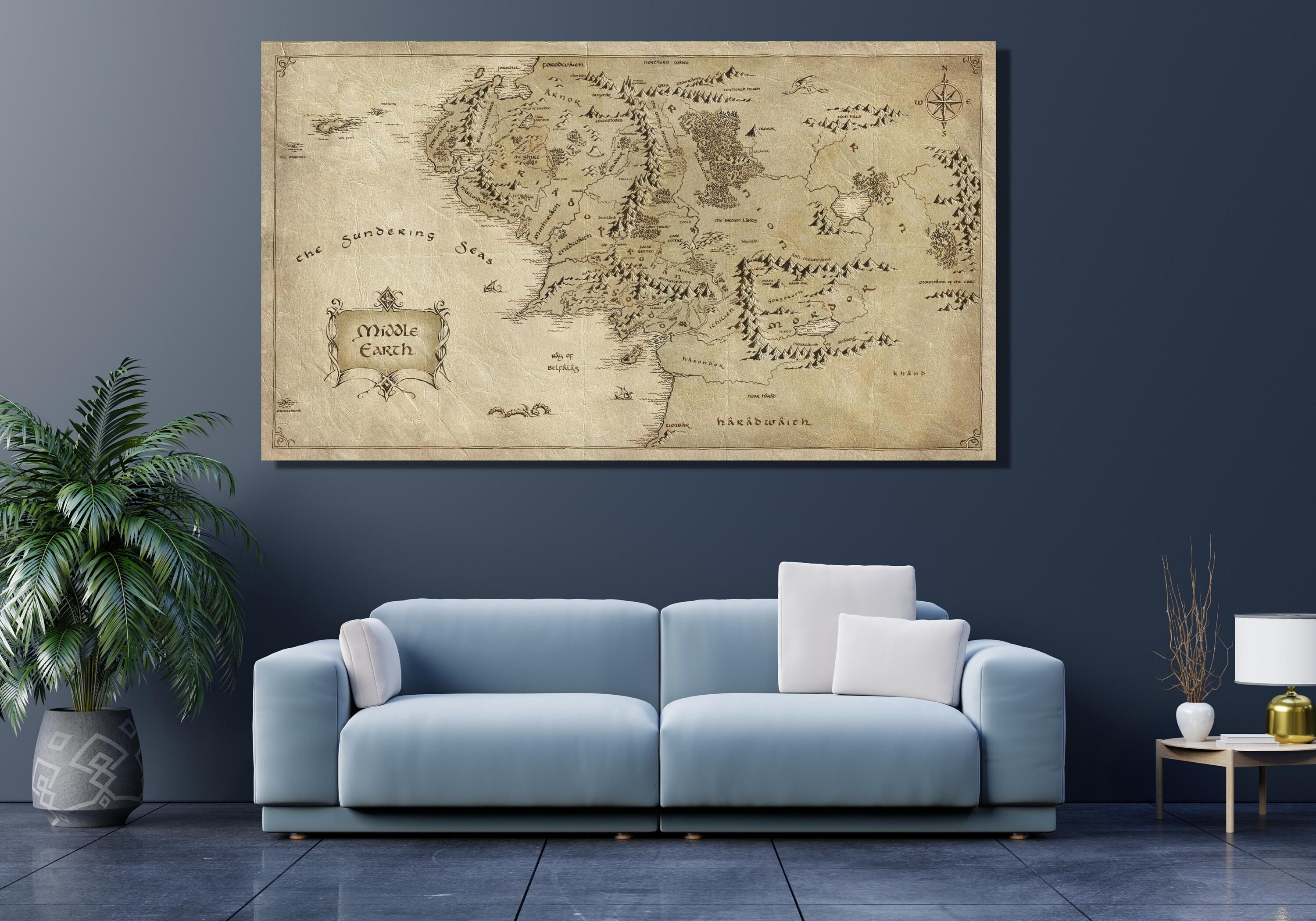 Middle Earth Antique Map Wall Decor, World Map Artwork Print | Inspire ...