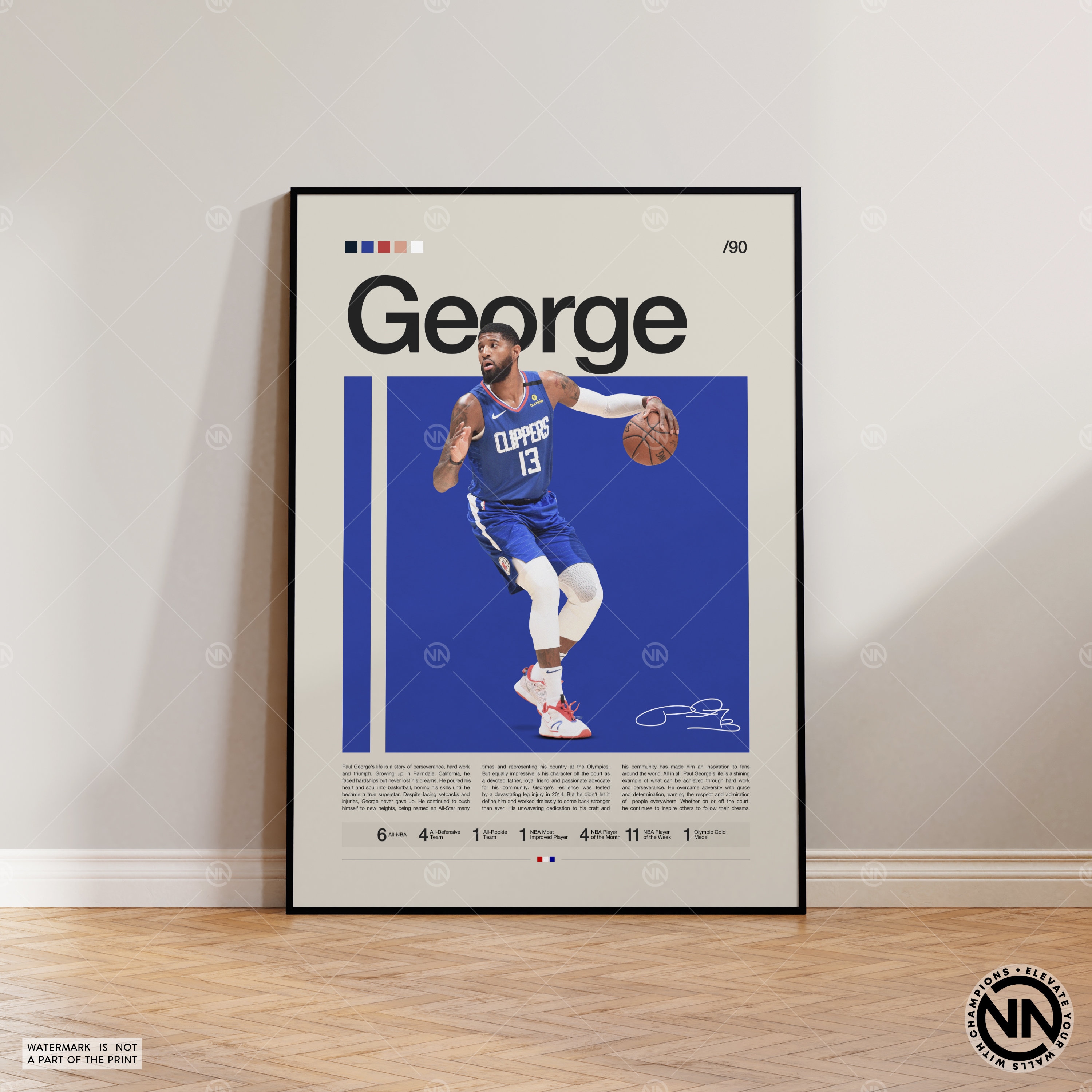 Paul George Poster, LA Clippers Poster, NBA Poster, Sports P - Inspire ...
