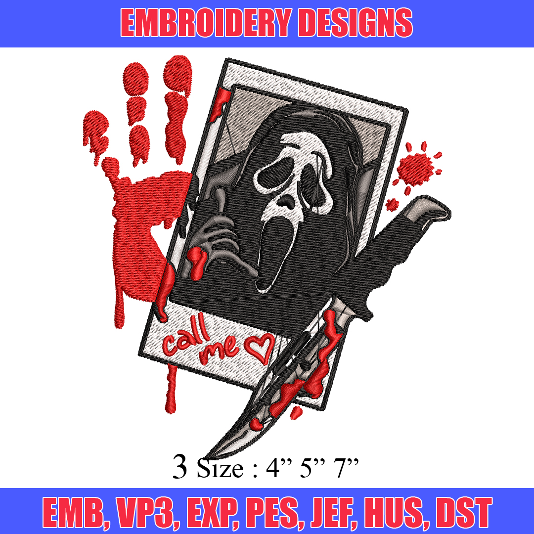 Ghost face Embroidery design, Ghost face horror Embroidery, | Inspire ...