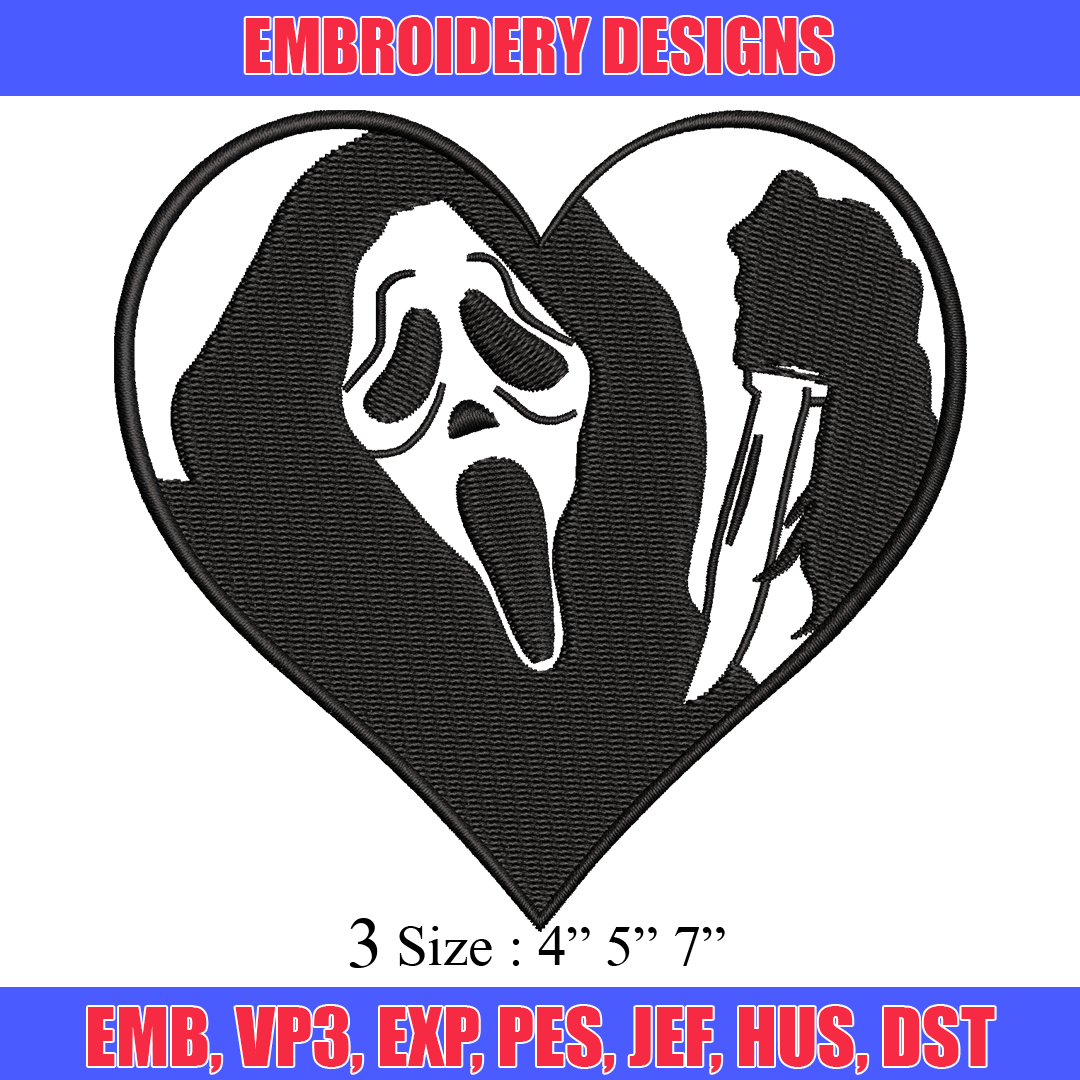 Ghostface Heart embroidery design, Ghostface Heart embroider | Inspire ...