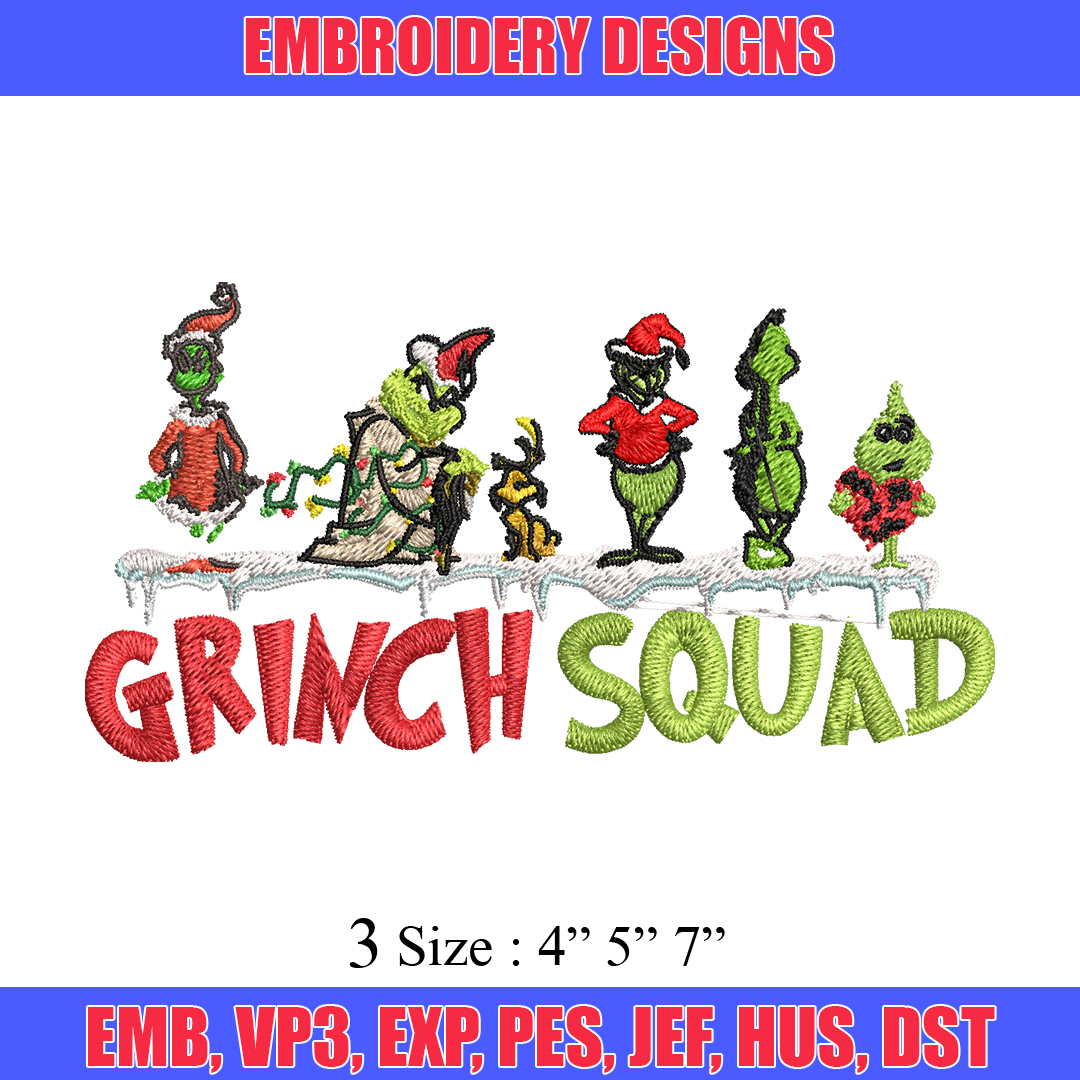 Grinch squad christmas Embroidery design, Grinch Christmas E | Inspire ...