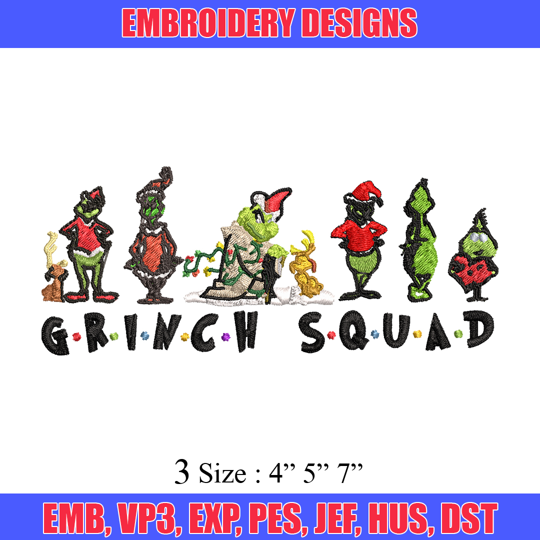 Grinch squad christmas Embroidery design, Grinch Christmas E | Inspire ...