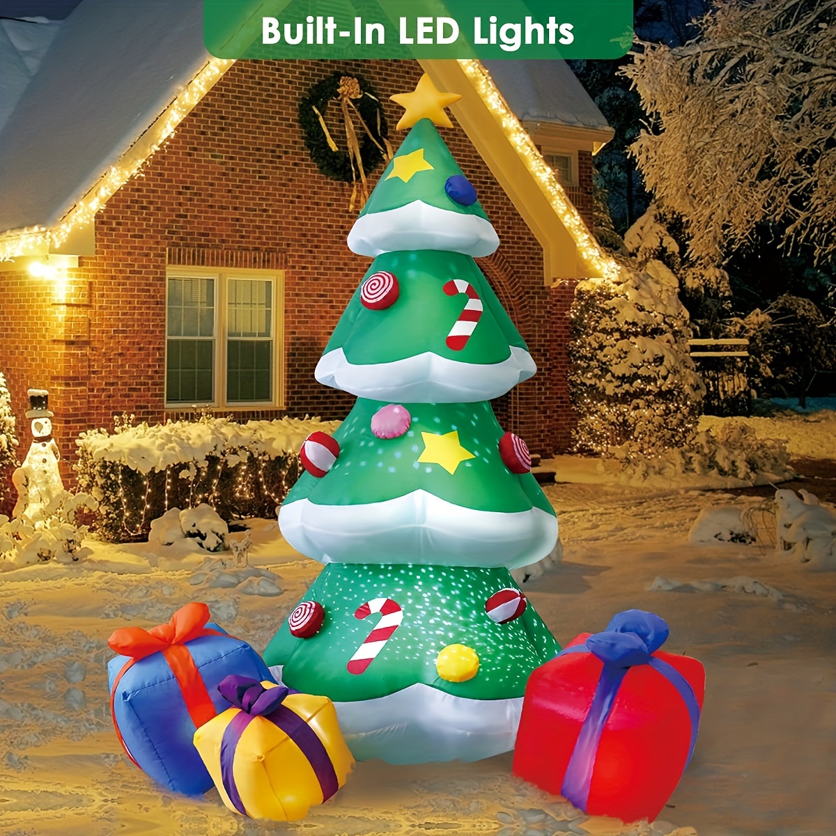 7 Ft Tall Christmas Inflatable Tree, Lighted Christmas Decor | Inspire ...