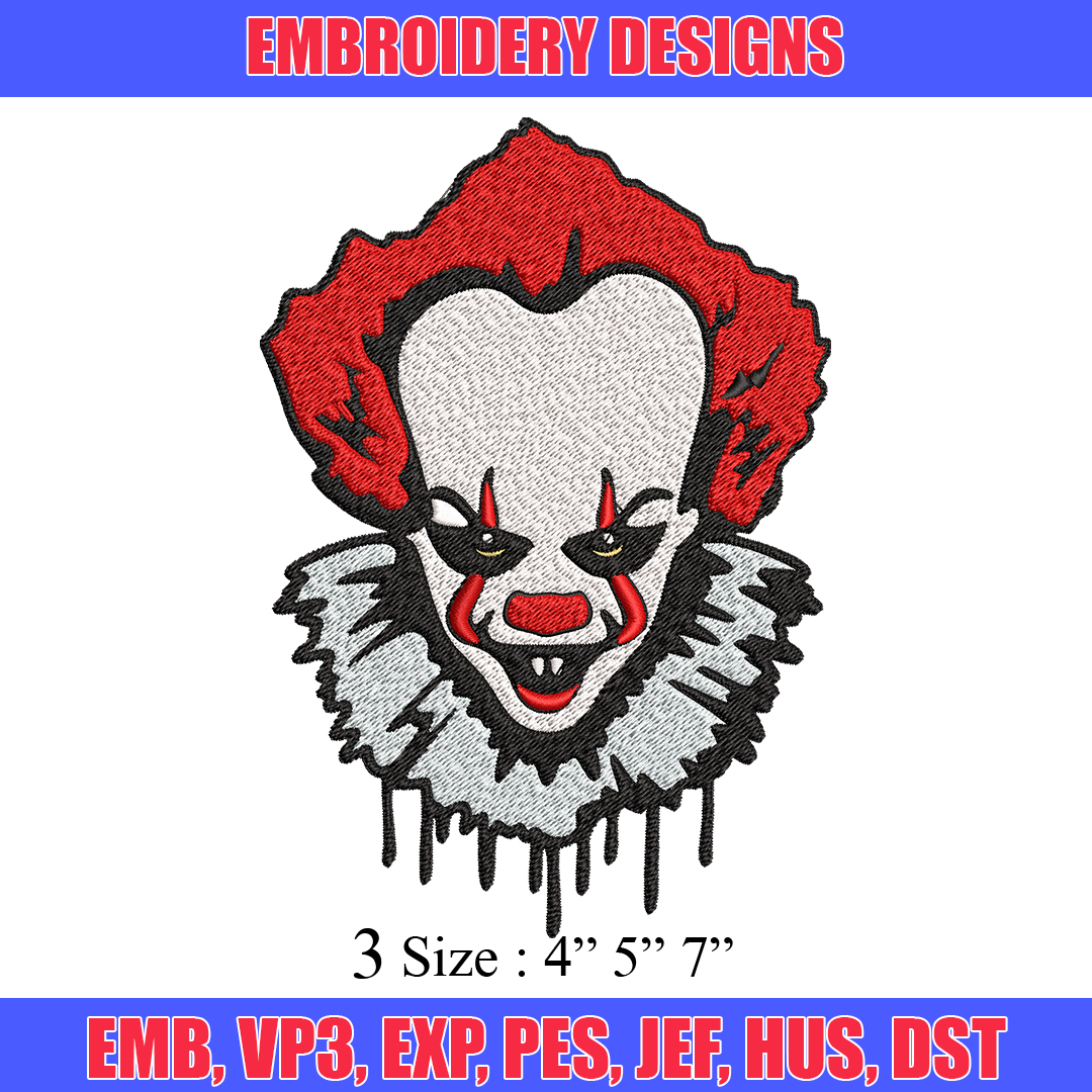 Pennywise Embroidery design, Pennywise Halloween Embroidery, | Inspire Uplift