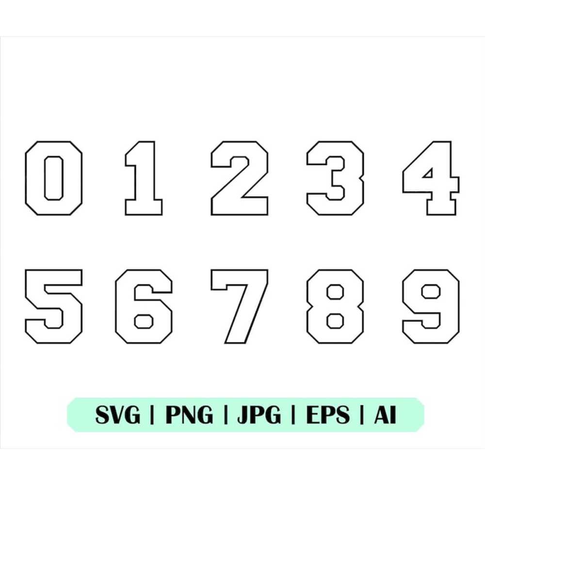 Jersey Number Svg, Sport Numbers Svg, Numbers Clipart, Silho - Inspire ...