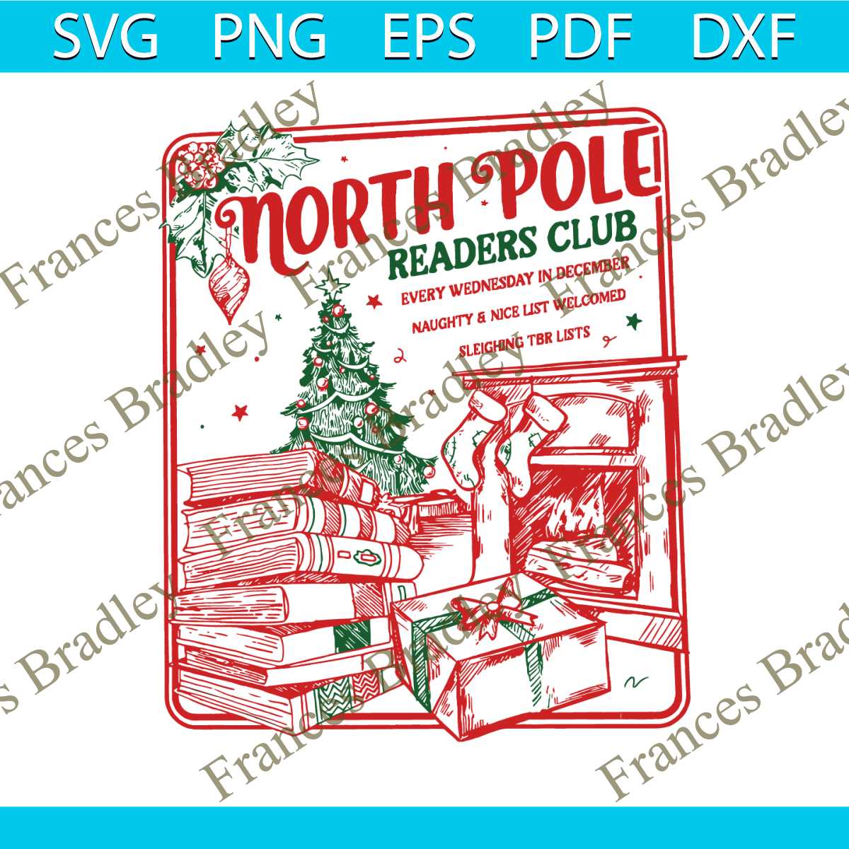 Bookish Christmas North Pole Readers Club SVG Download | Inspire Uplift