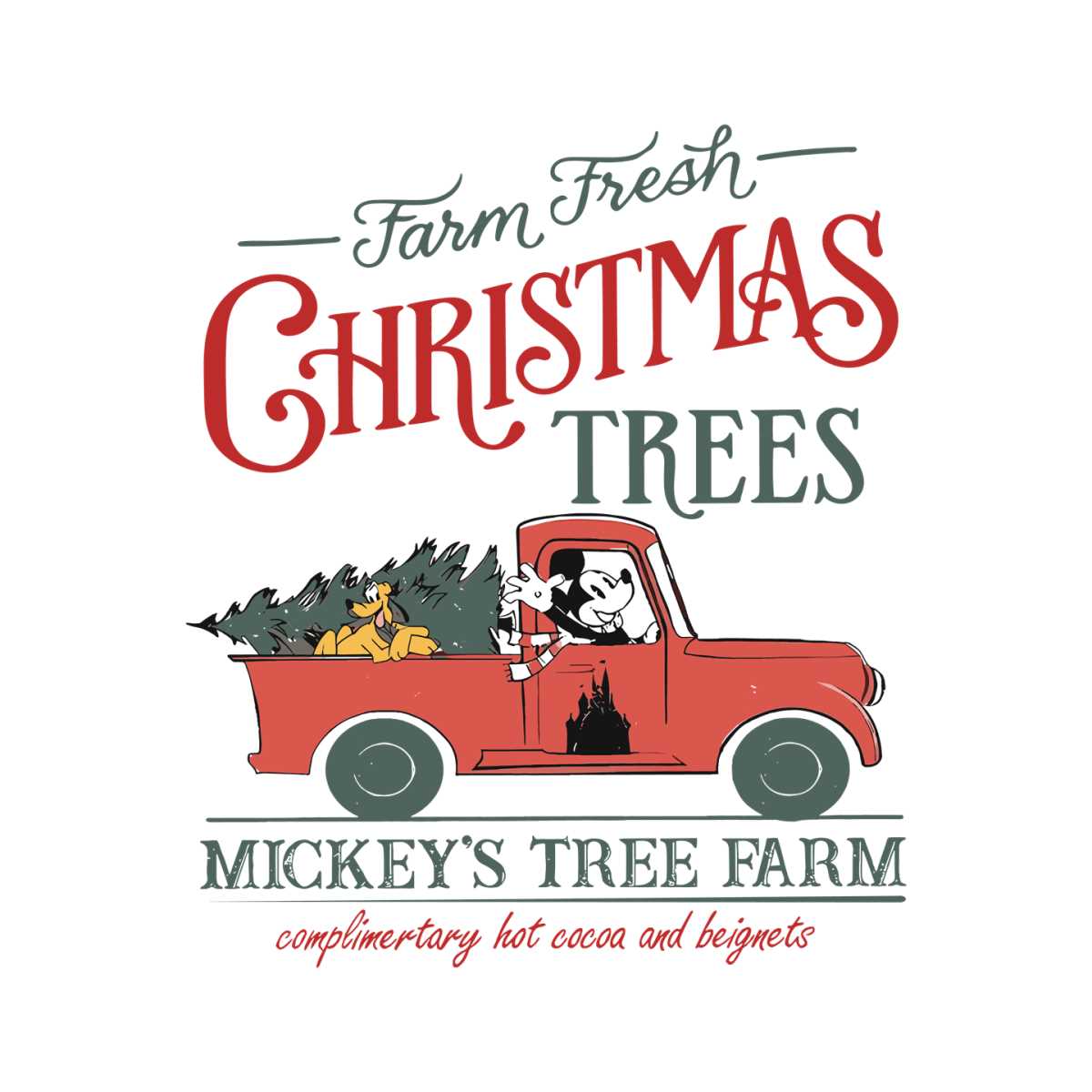 Retro Disney Farm Fresh Christmas Mickey Trucks SVG File - Inspire Uplift