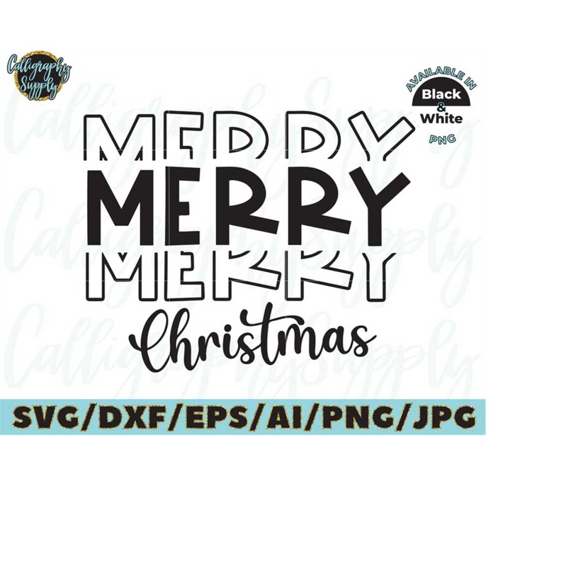 Merry Merry Merry Christmas SVG Cut File vinyl decal file fo | Inspire ...