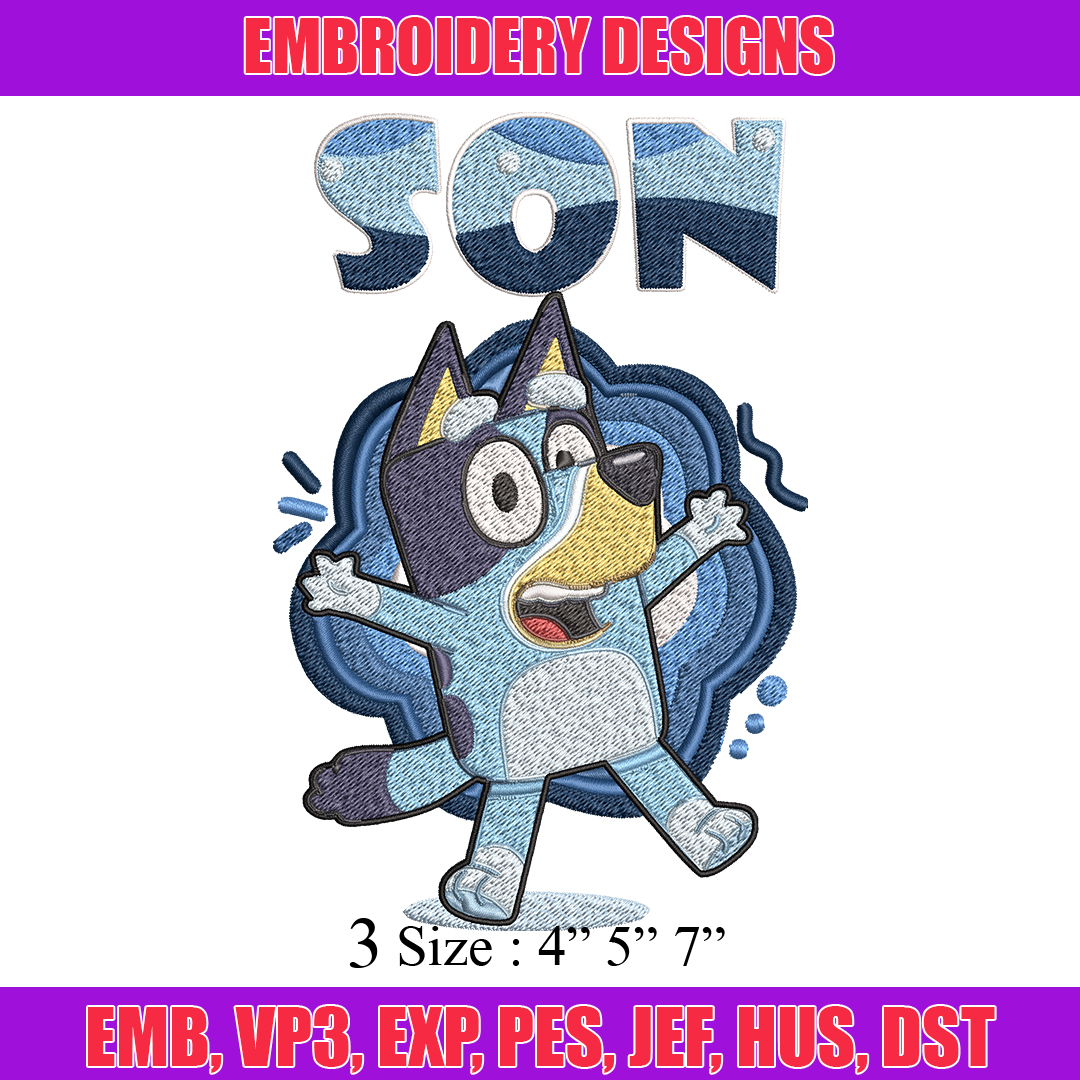 Son Bluey Embroidery, Bluey Cartoon Embroidery, cartoon Embr - Inspire ...