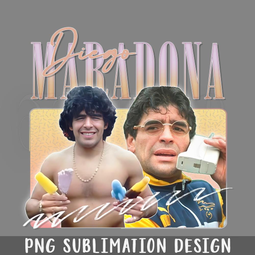 Diego Maradona Retro 90s Aesthetic PNG Download - Inspire Uplift