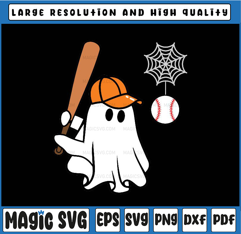 Halloween Baseball Svg, Spooky Baseball Player Ghost Boys Sv - Inspire ...