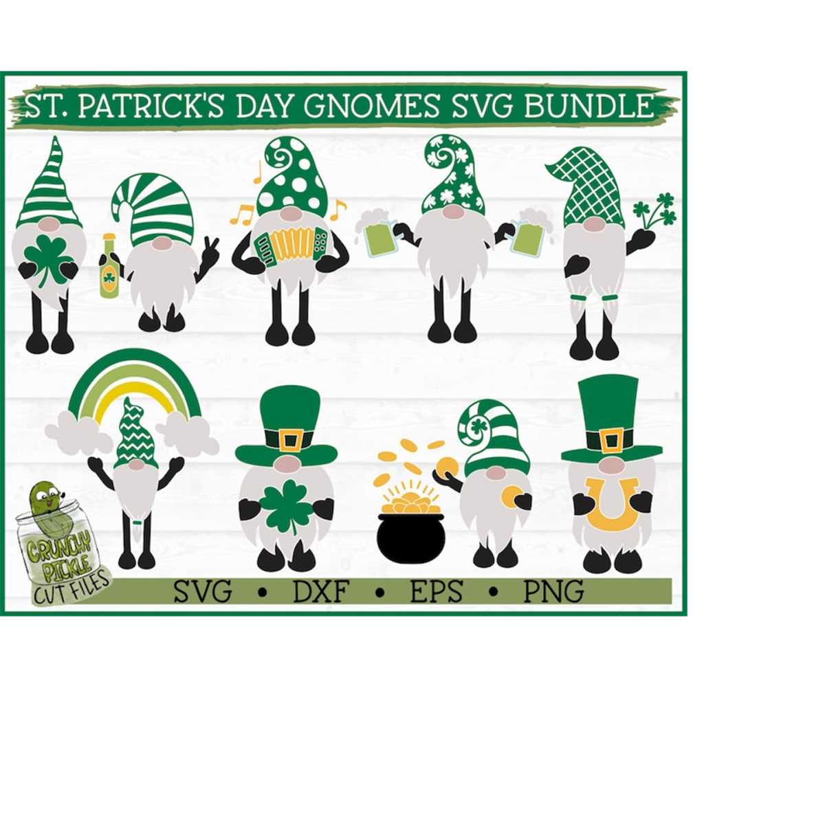 St Patrick's Day Gnomes SVG Bundle, dxf, eps, png, St Patric | Inspire ...
