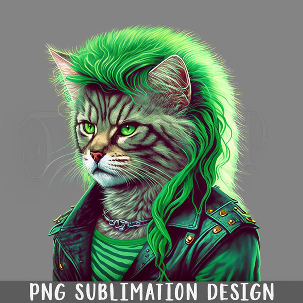 80s Heavy Metal Cat With PNG Download | Inspire Uplift