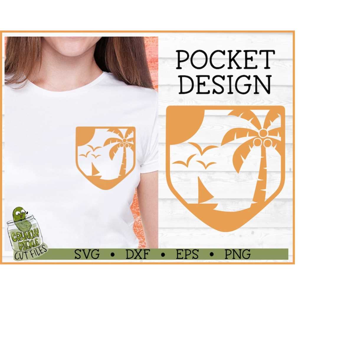 Palm Tree Beach Pocket Design SVG File, dxf, eps, png, Shirt - Inspire ...