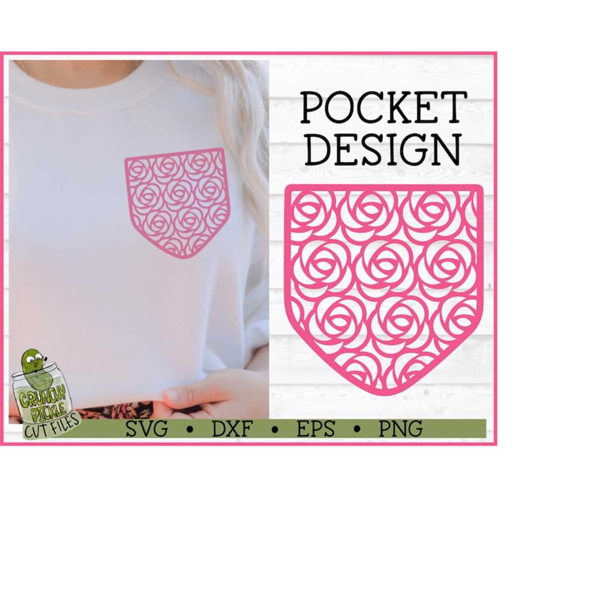 Roses Pocket Design SVG File, dxf, eps, png, Shirt Pocket sv - Inspire ...