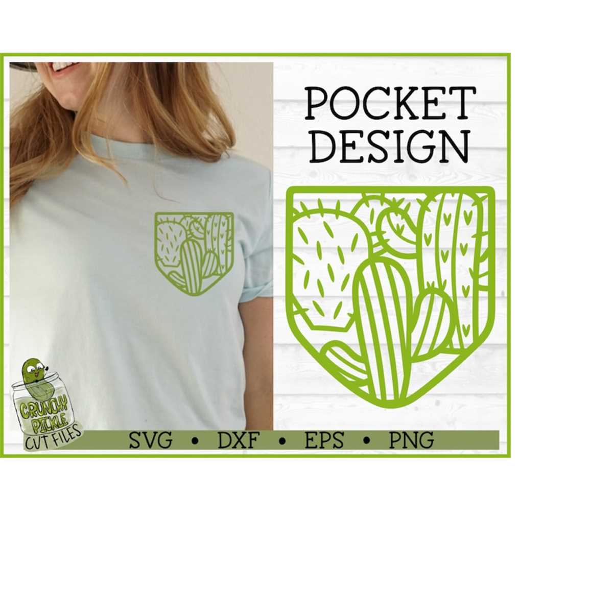 Cactus Pocket Design SVG File, dxf, eps, png, Shirt Pocket s - Inspire ...