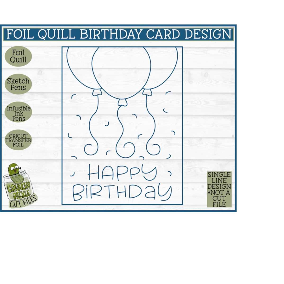 Foil Quill Birthday Card Balloons SVG File, Single Line svg, | Inspire ...