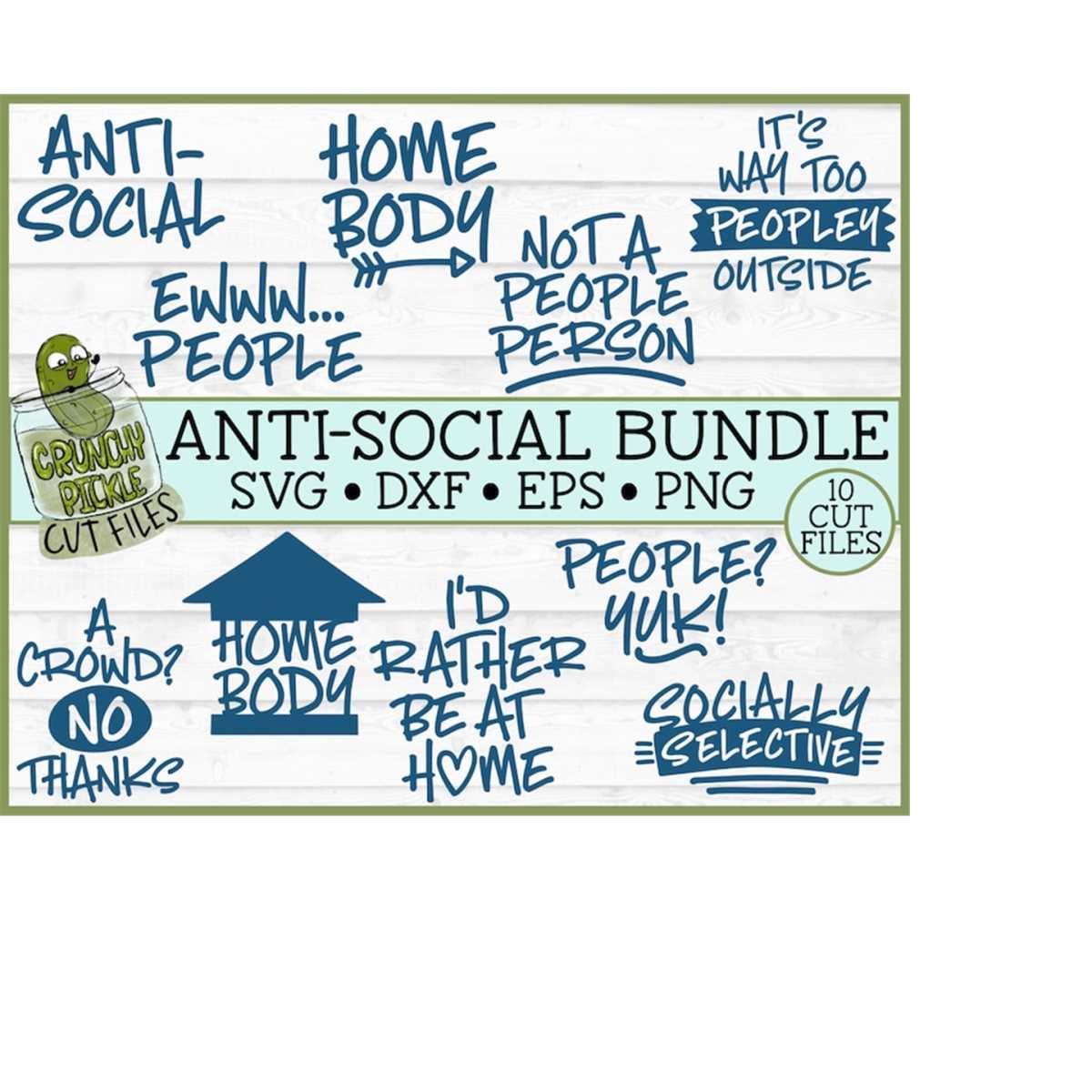 Anti-Social SVG File Bundle, dxf, eps, png, SVG Bundle, Anti - Inspire ...