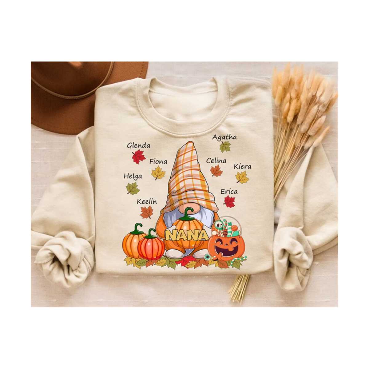 Personalized Fall Nana with Kids Name, Pumpkin Gnome Nana Pn | Inspire ...