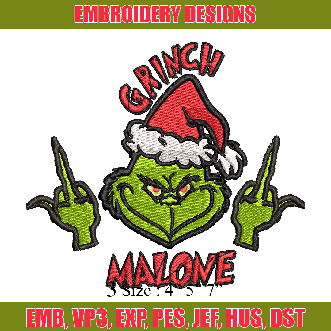 Grinch Middle Finger Embroidery design, Grinch christmas Emb - Inspire ...