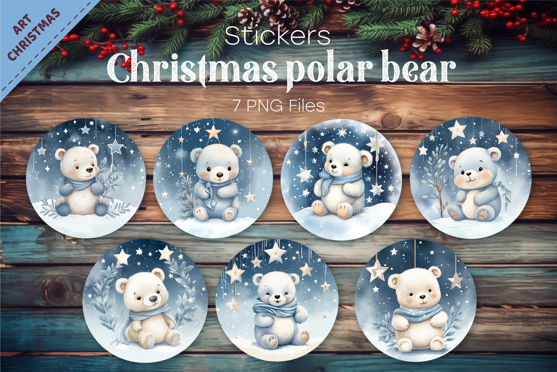 Christmas polar bears. PNG, Stickers. | Inspire Uplift