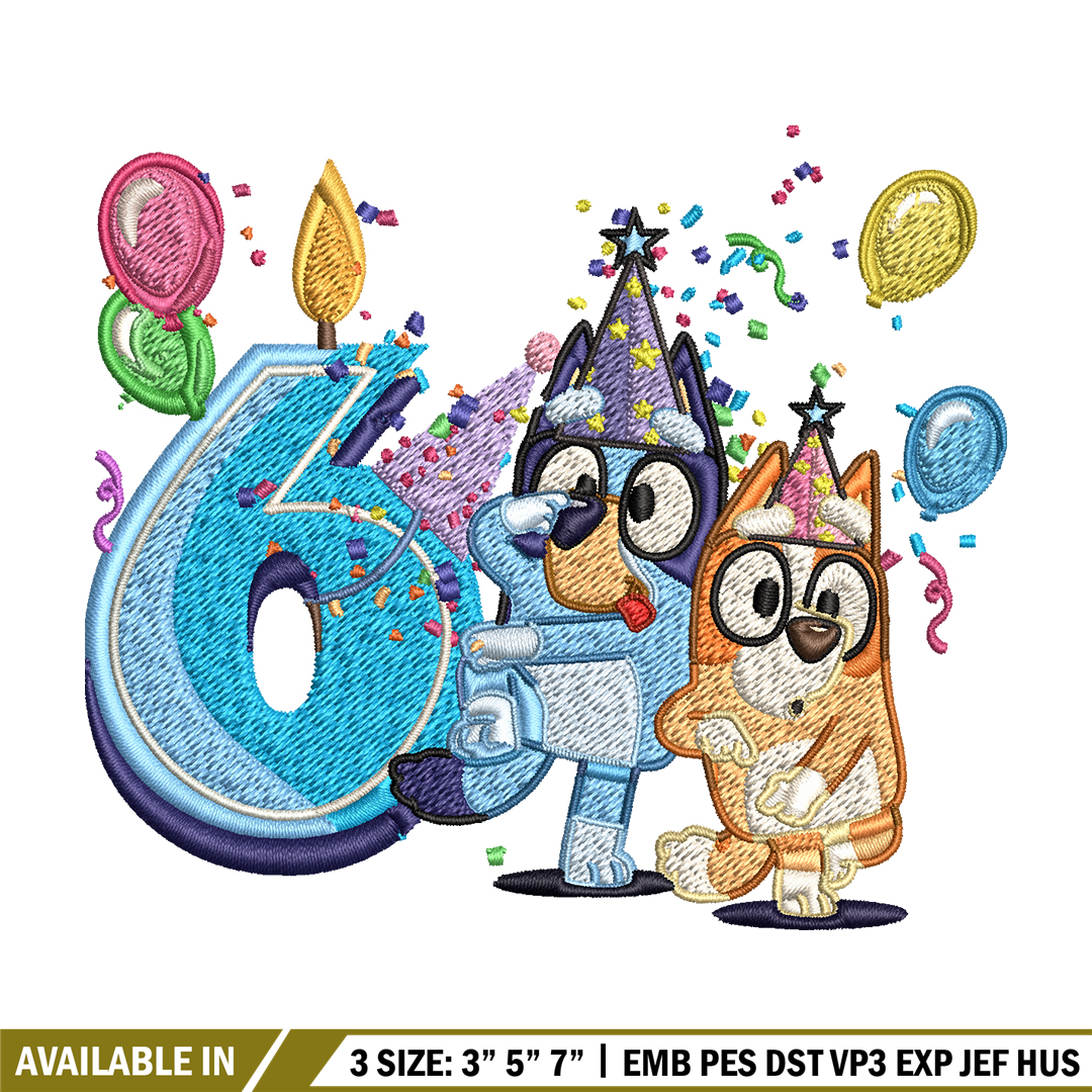 Bluey bingo 6th birthday Embroidery, Bluey birthday Embroide | Inspire ...