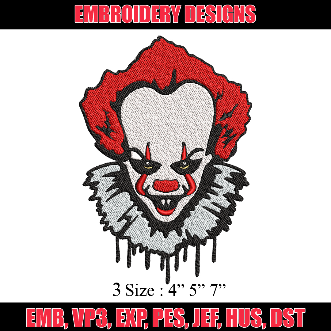 Pennywise Embroidery design, Pennywise Halloween Embroidery, | Inspire ...