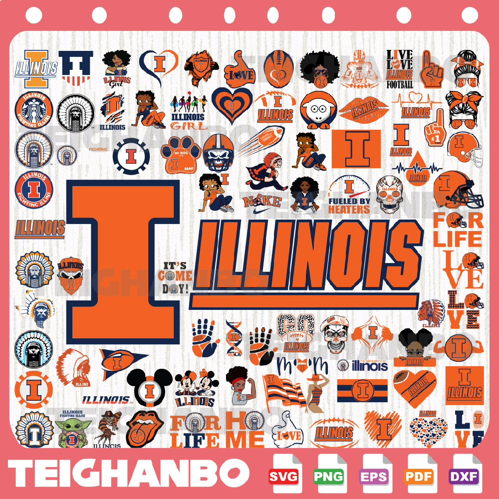 88 Files Illinois-Fighting-Illini Team Bundle Svg, Illinois- - Inspire ...
