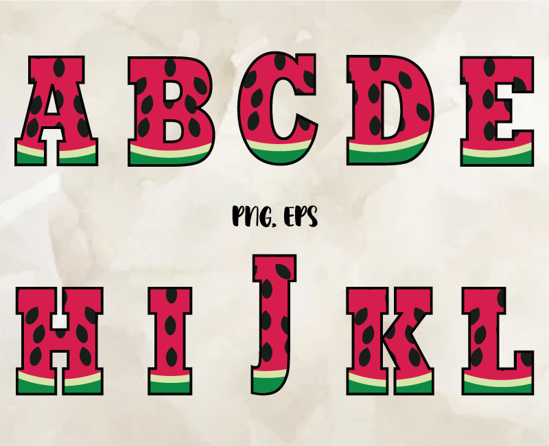 Watermelon Svg Bundle, Alphabet, Numbers, Modern Font, Fonts | Inspire ...