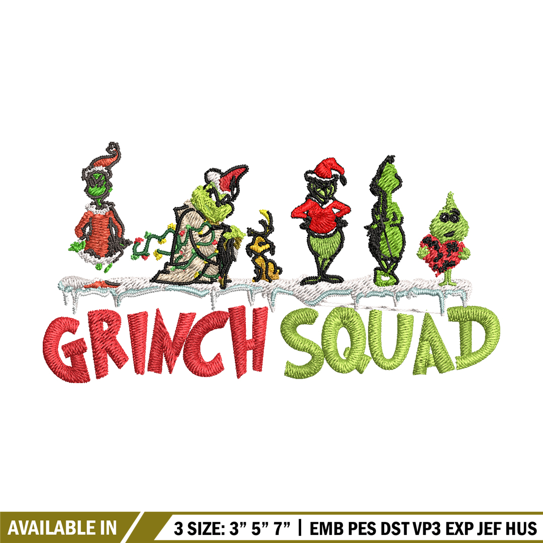 Grinch squad christmas Embroidery design, Grinch Christmas E | Inspire ...