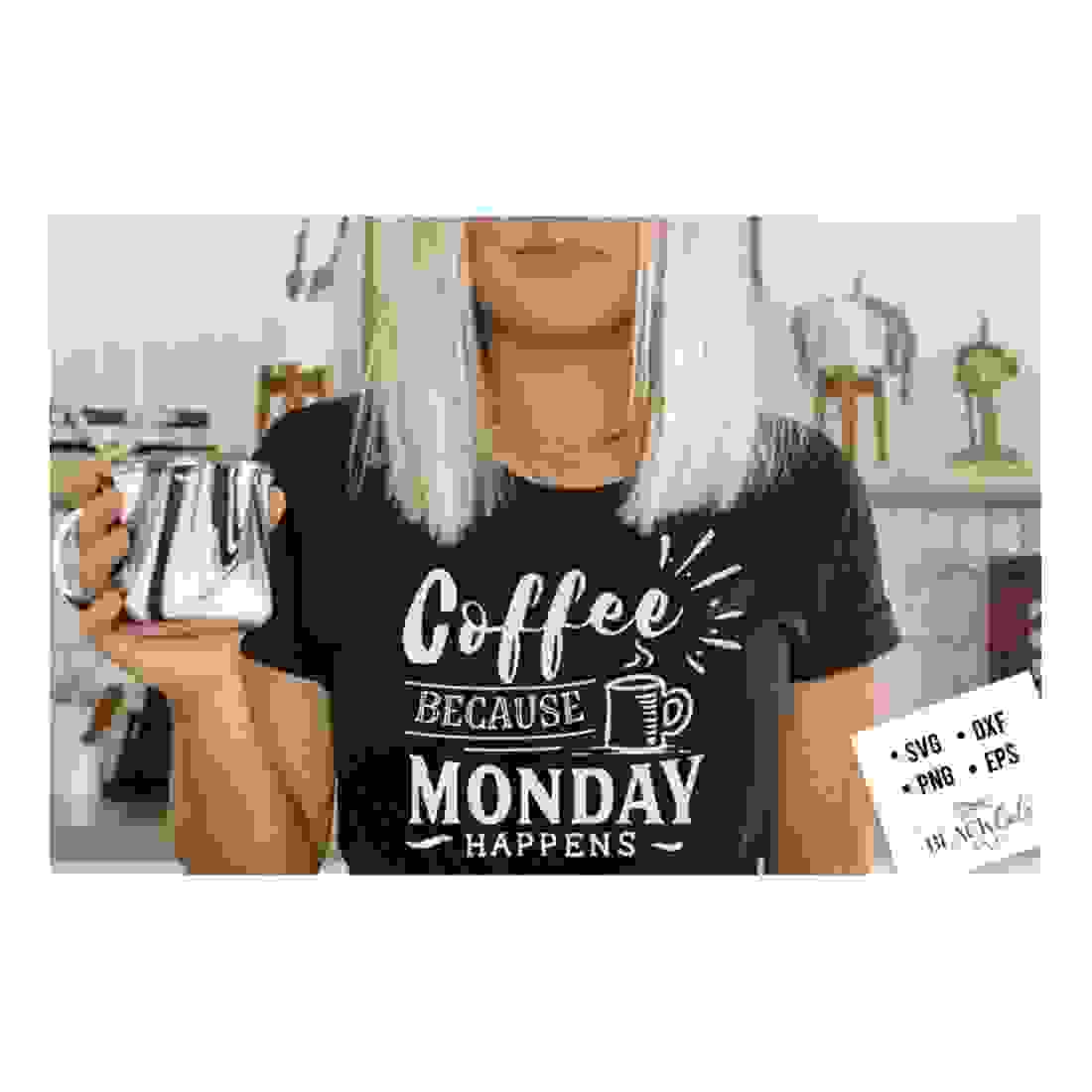Coffee because Monday happens SVG, Coffee bar poster | Inspire Uplift