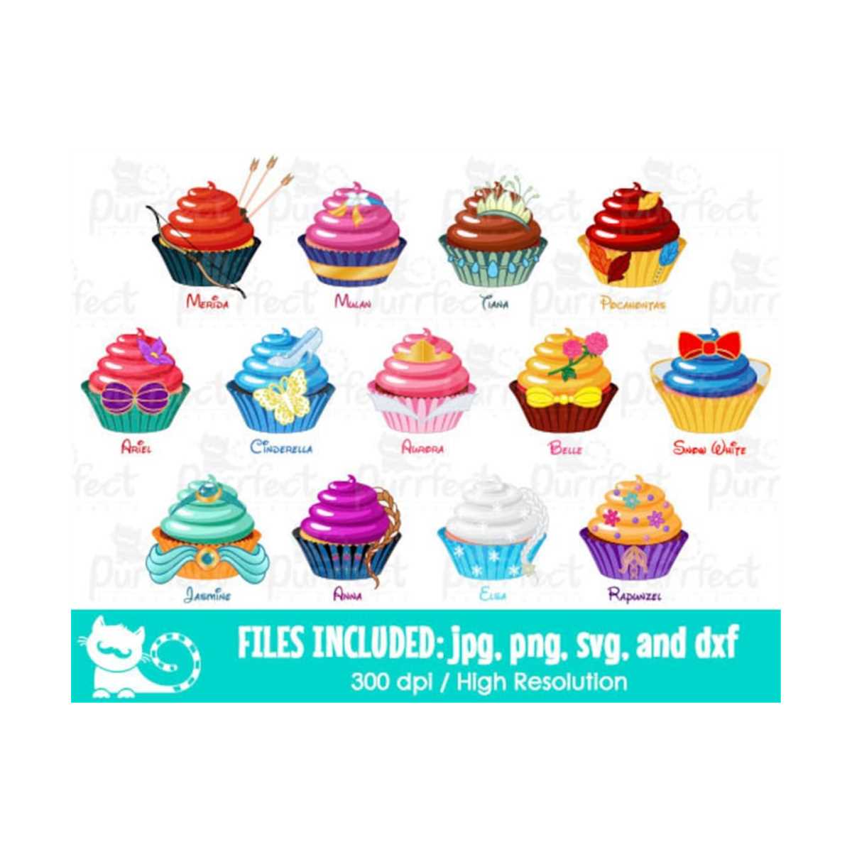Valentines Princess Cupcakes Complete Bundle SVG, Digital Cu | Inspire ...