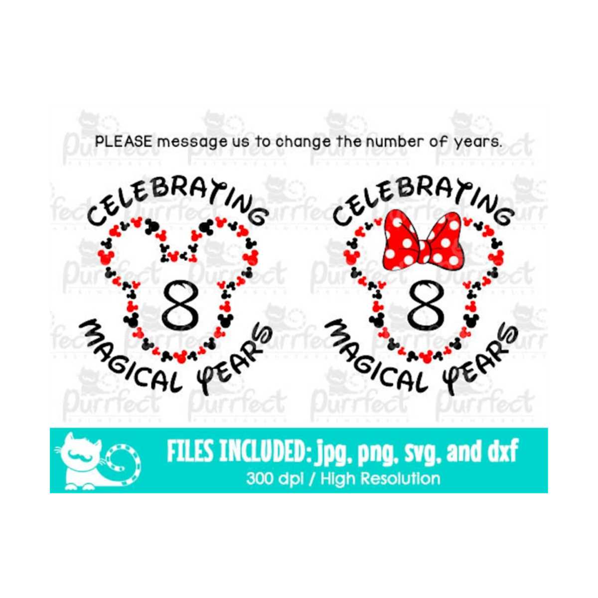 Cute Couple Mouse Celebrating Magical Years Custom Number SV | Inspire ...