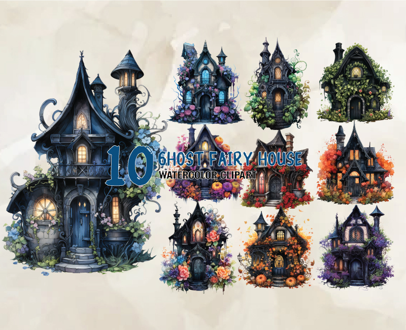 10 Ghost Fairy House, Halloween Svg, Cute Halloween, Hallowe | Inspire ...