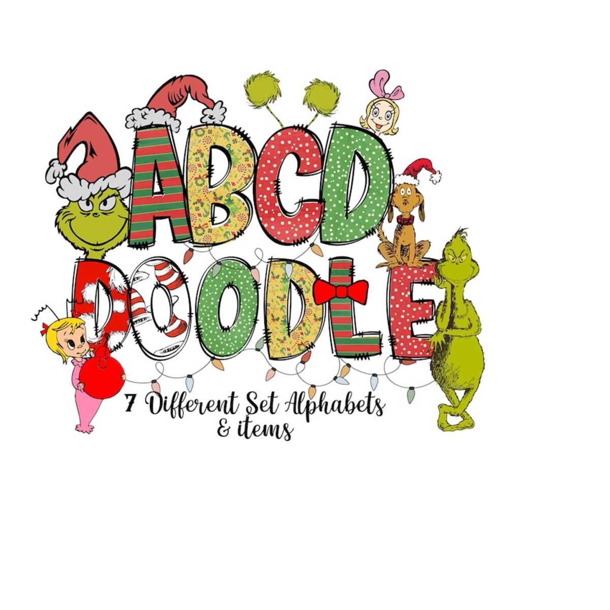 Christmas Doodle Letters and Numbers, Doodle Alpha Set, Chri - Inspire ...
