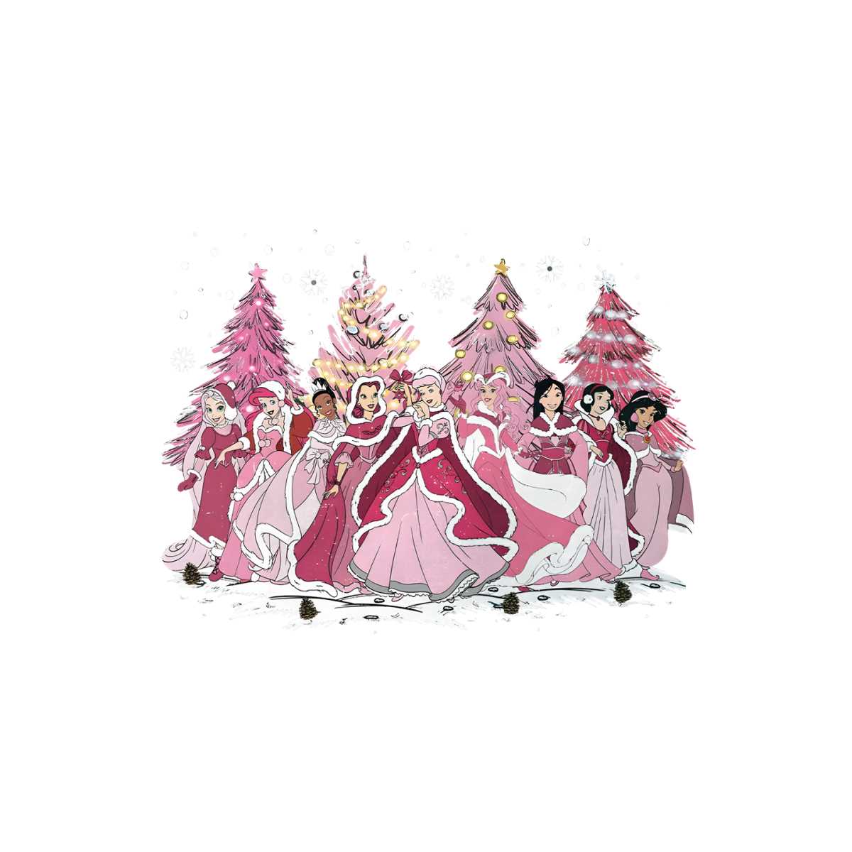 Vintage Disney Princess Pink Christmas Tree PNG Download | Inspire Uplift