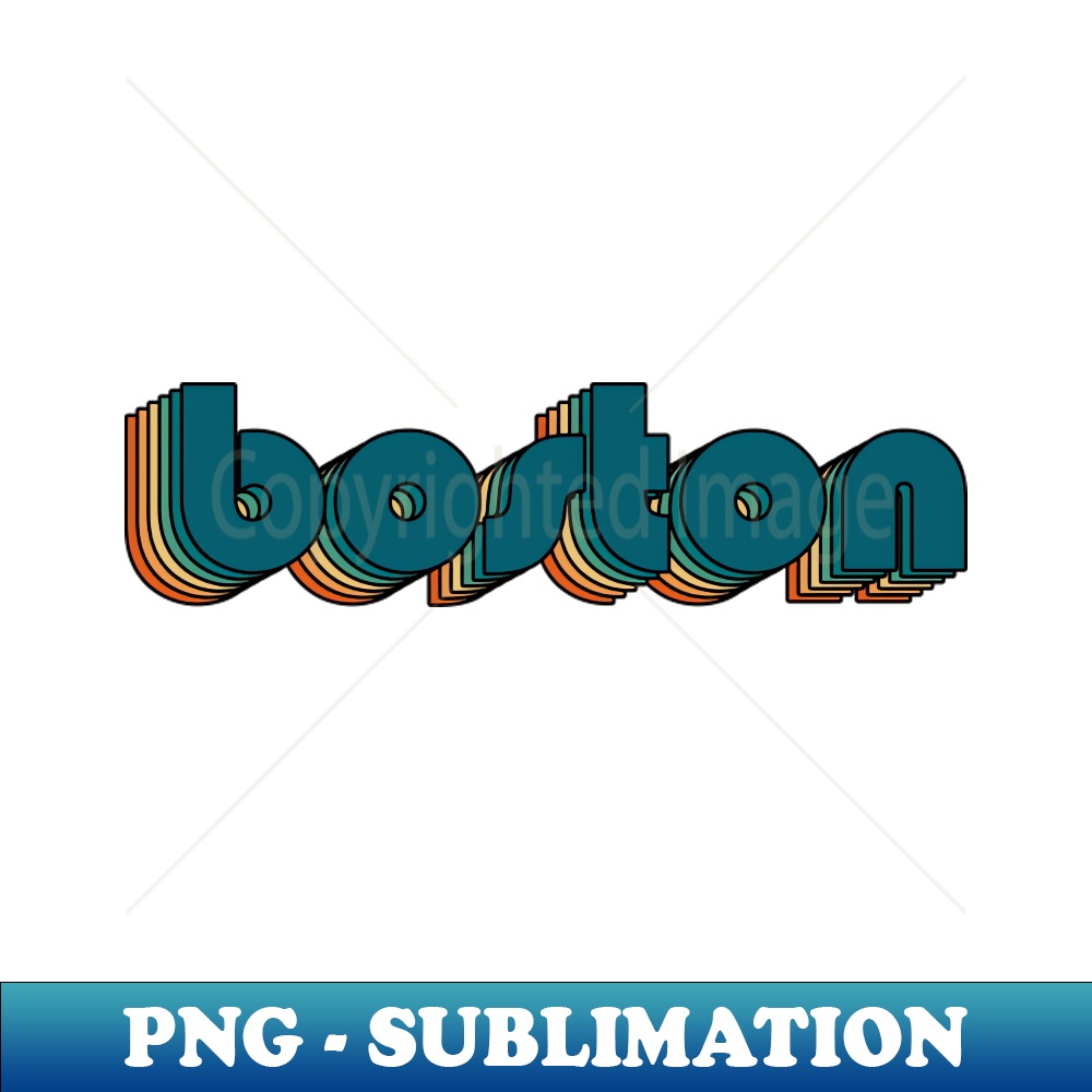Boston Boston Retro Rainbow Typography Style 70s - Vintage - Inspire Uplift