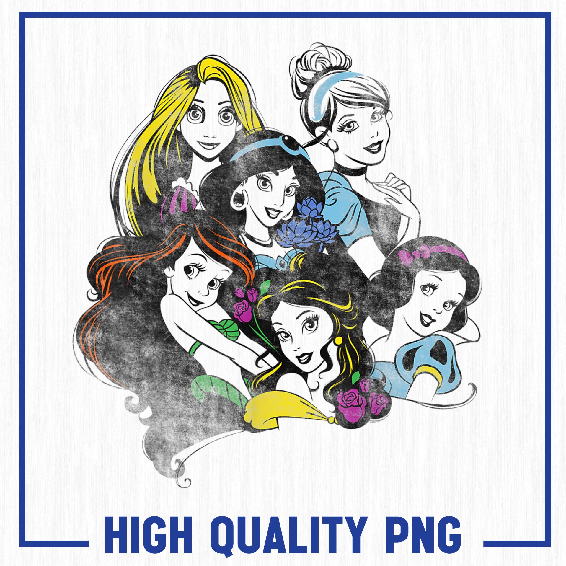 Princess Group Bold Color Pop Graphic Png, Disney Princess P | Inspire ...
