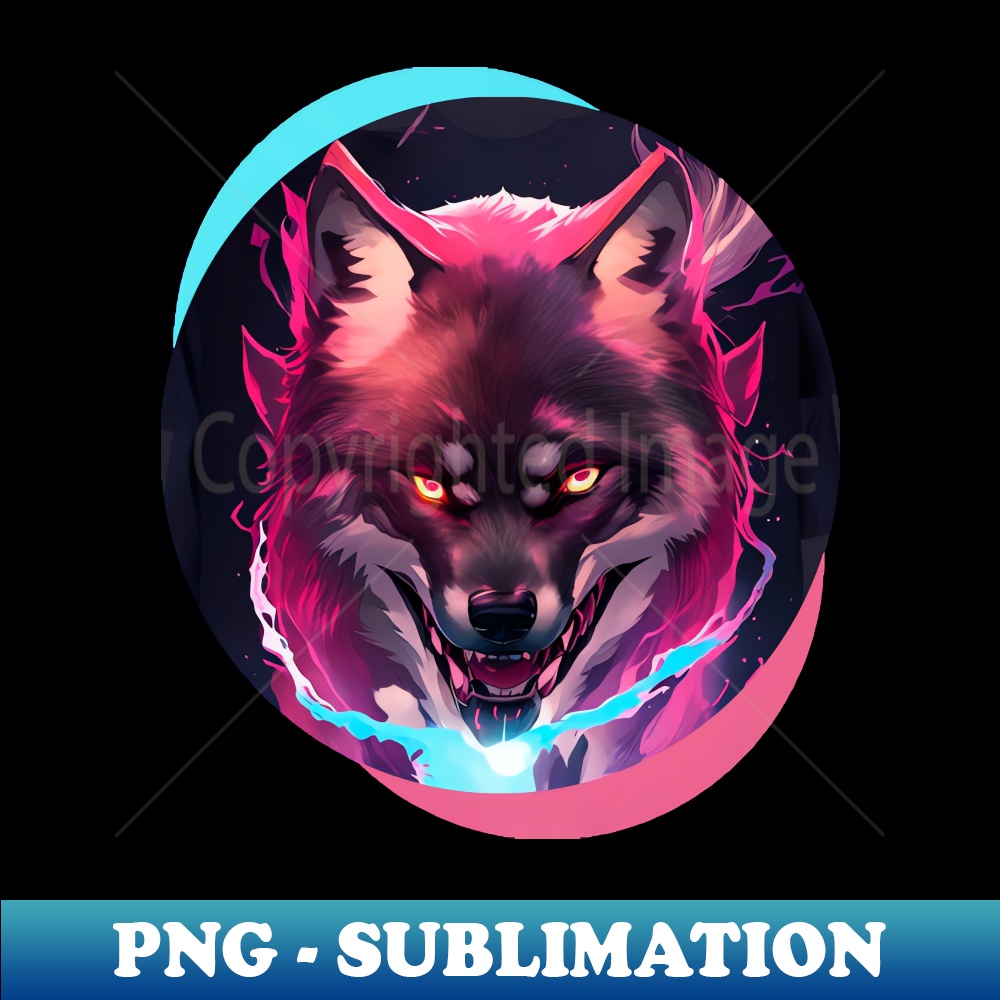 neon colored wolf showing fangs with blue flame - Artistic S | Inspire ...