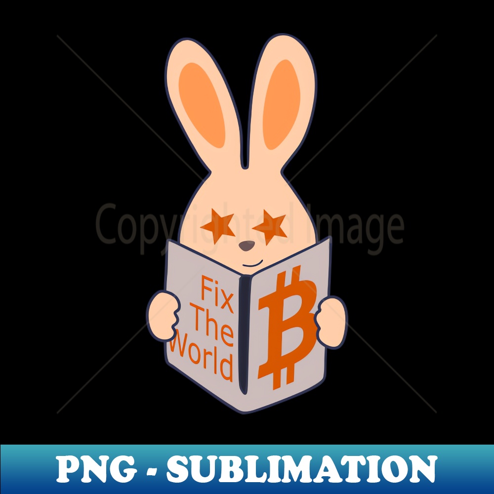 Happy bunny - Orange-pilled rabbit reading Bitcoin book - El | Inspire ...