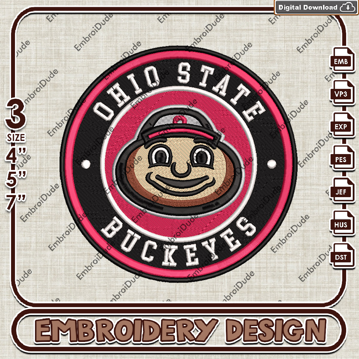 NCAA Logo Embroidery Files, NCAA Ohio State Embroidery Bucke | Inspire ...