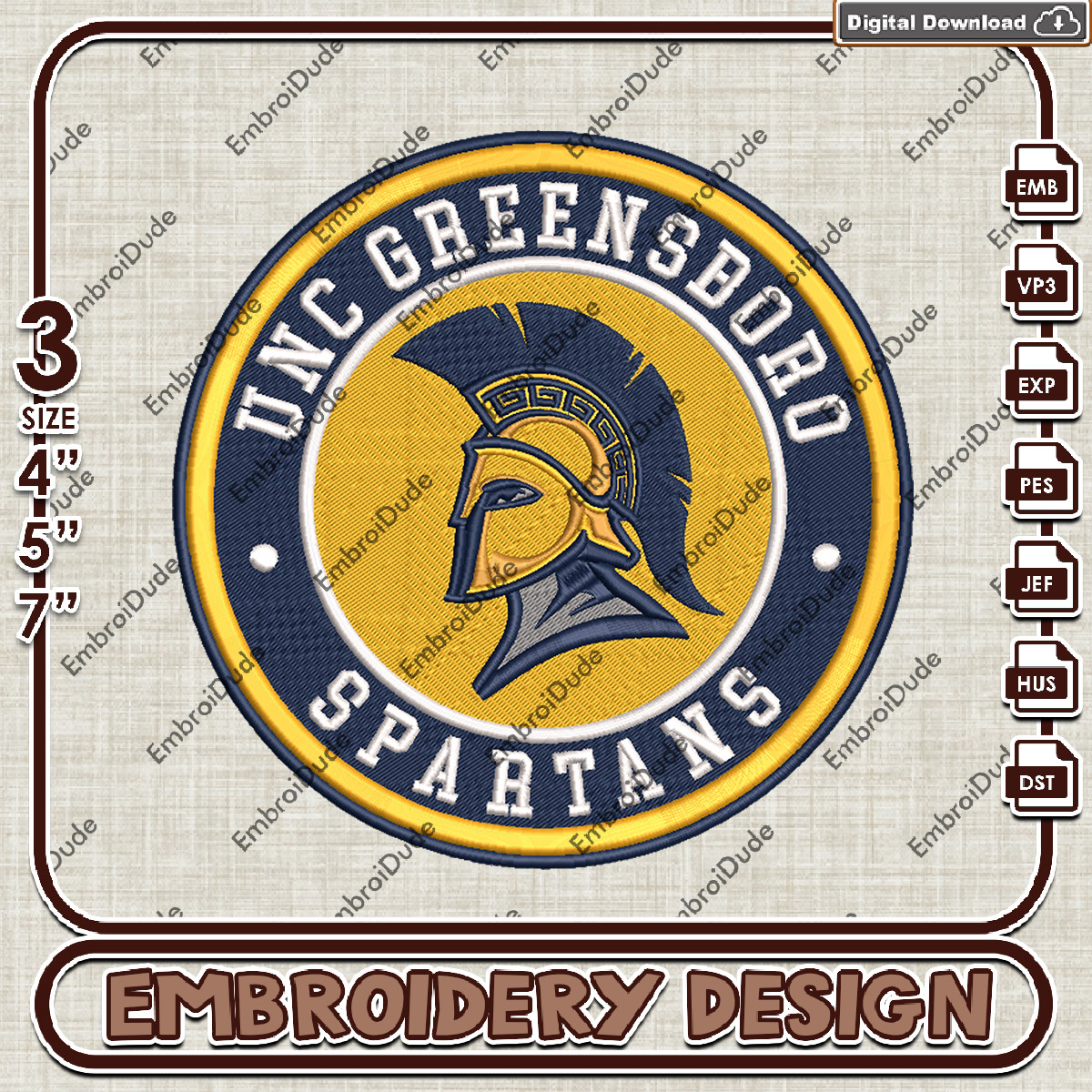 NCAA Logo Embroidery Files, NCAA UNCG Spartans Embroidery De - Inspire ...